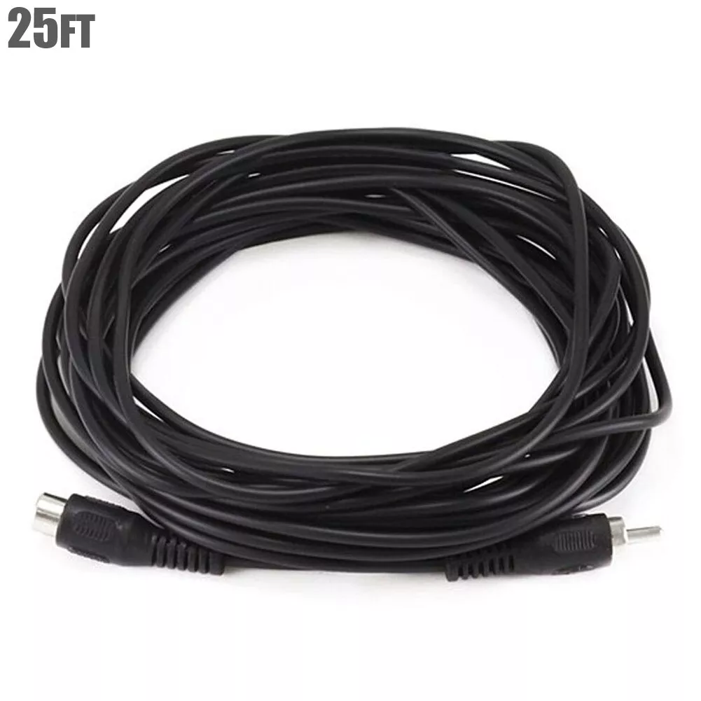 25FT RCA Male to Female Audio Video Composite Cable Extension Cord DVD ...