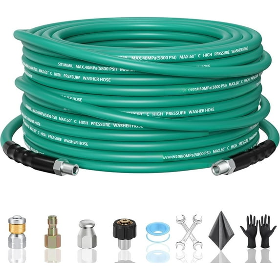 25FT Sewer Jetter Kit for Washer,1/4''NPT Drain Cleaner Hose 5800PSI ...