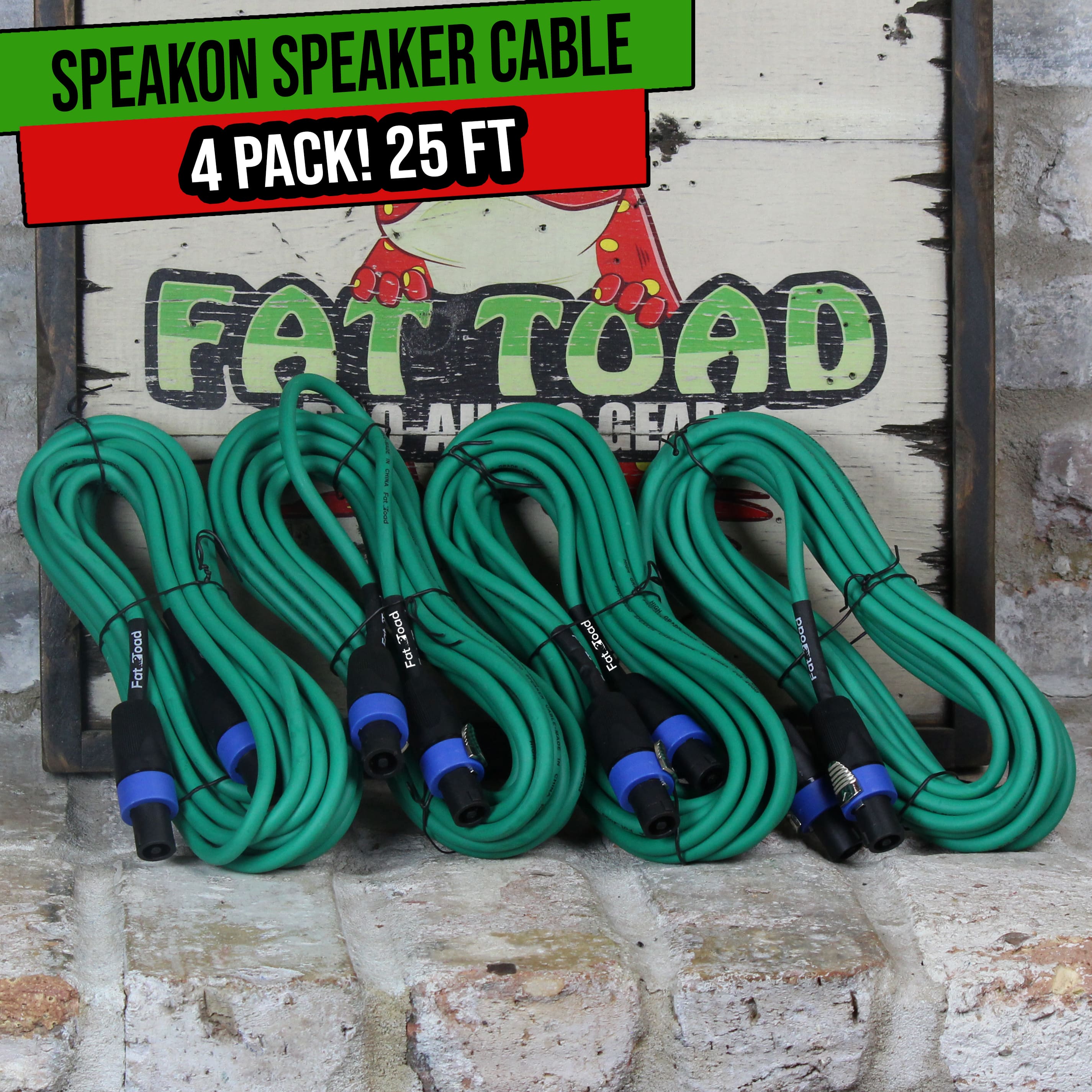 25FT Speaker Cords Speakon Cables Fat Toad (4 PACK) | Twist Lock ...