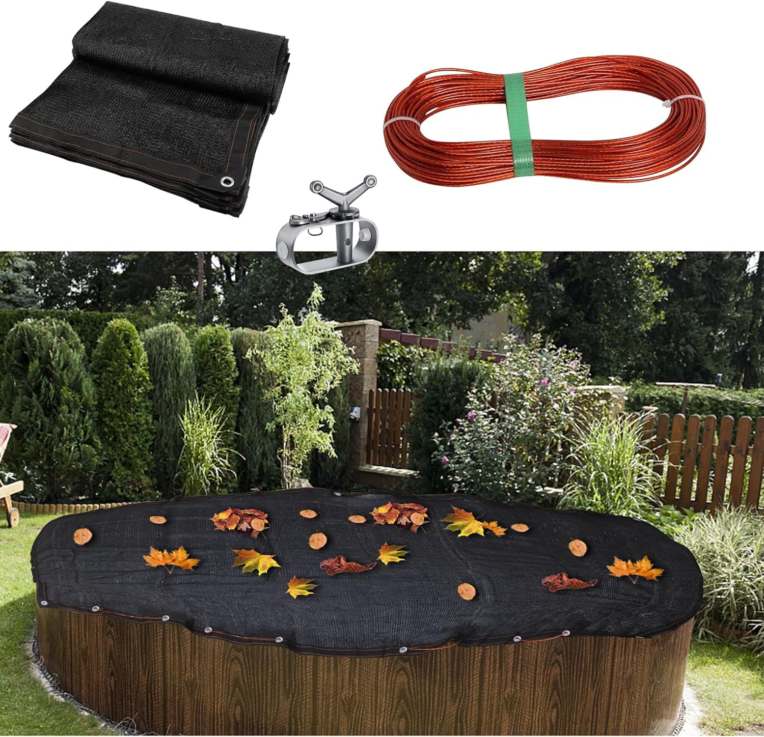 25FT x 25FT Pool Leaf Nets Fit for 24FT Round Pool, Above-Ground Round ...