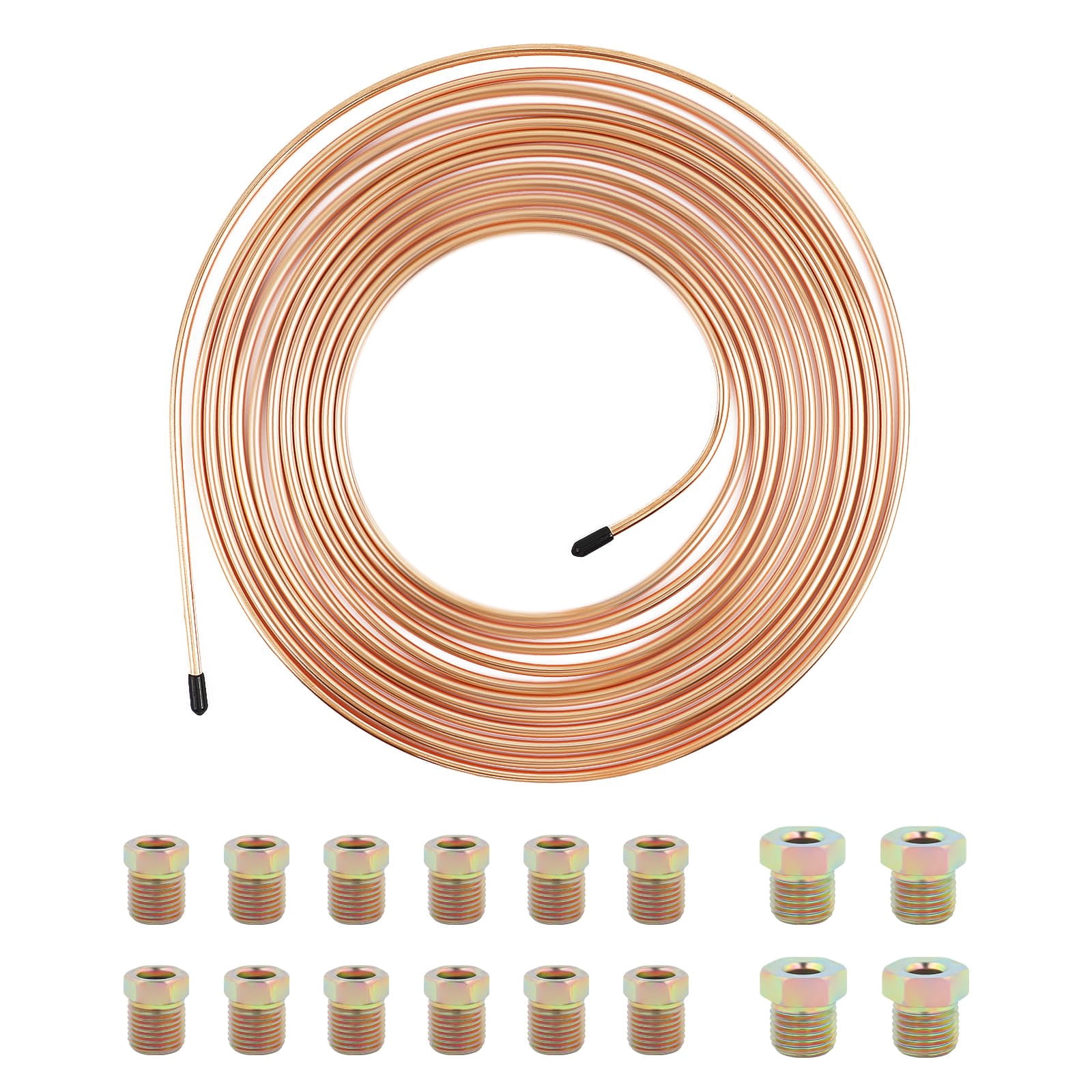 25Ft 1/4 Brake Line Kit with 16 Inverted Flare Brake Line Fittings ...