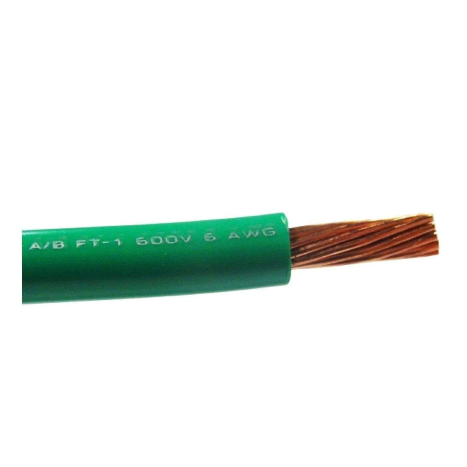 25Ft 6 AWG Gauge Green Primary Power Ground Wire Cables for Electronic ...