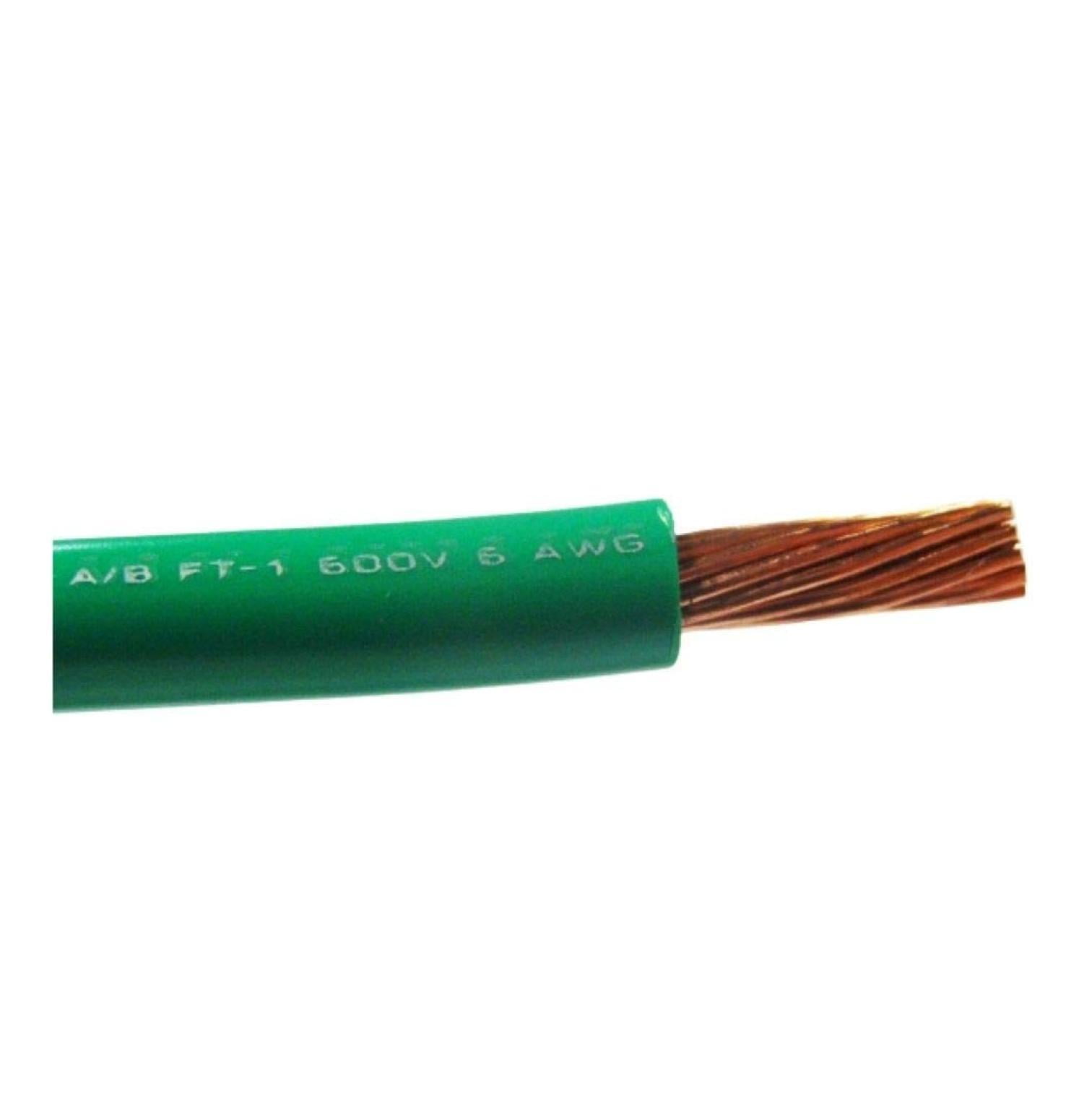 25Ft 6 AWG Gauge Green Primary Power Ground Wire Cables for Electronic ...