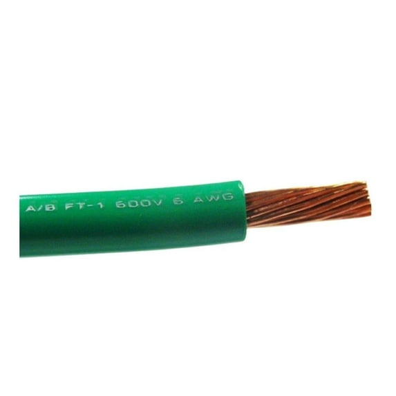 25Ft 6 AWG Gauge Green Primary Power Ground Wire Cables for Electronic ...