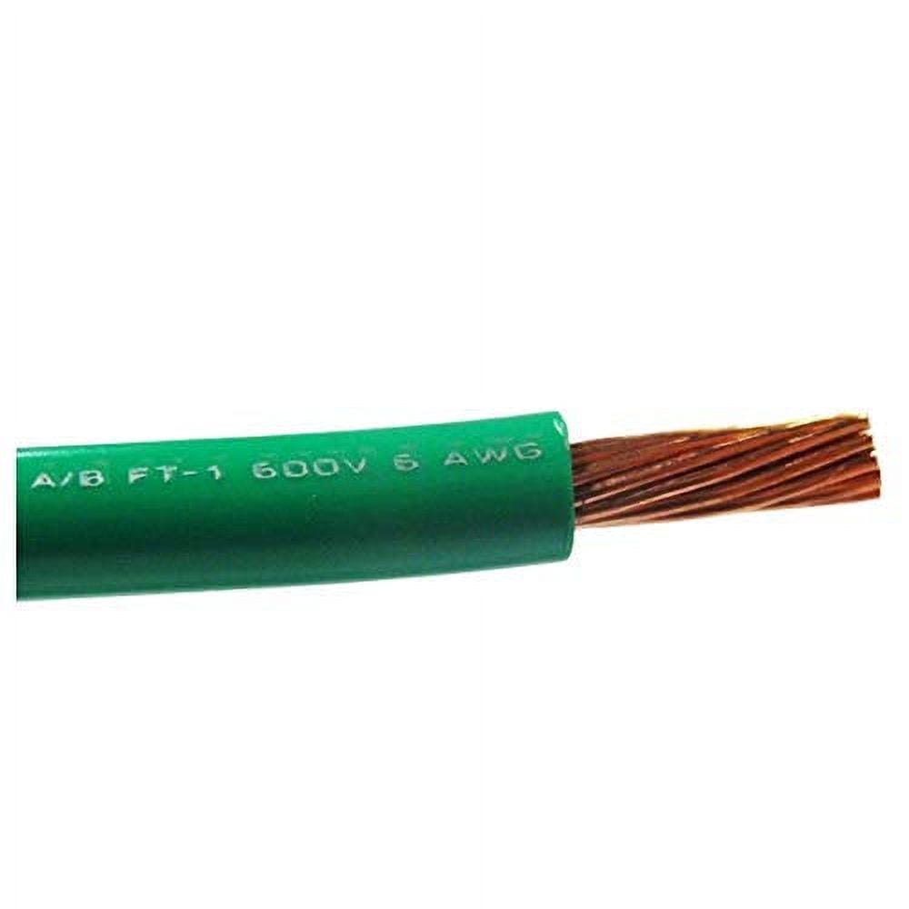 25Ft 6 AWG Gauge Green Primary Power Ground Wire Cables for Electronic ...