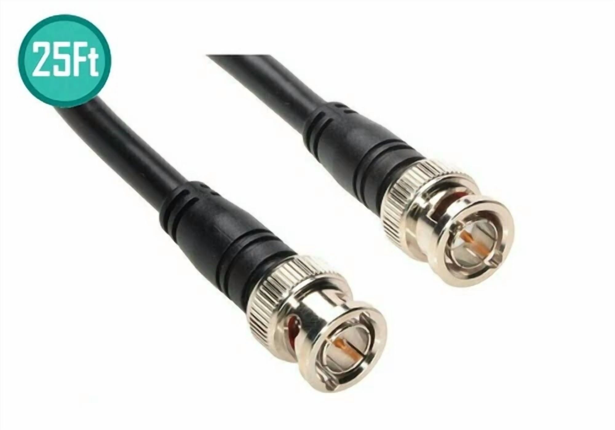 25Ft Bnc Male To Male Connector Hd-Sdi Video Rg59 Coax Coaxial Cable ...