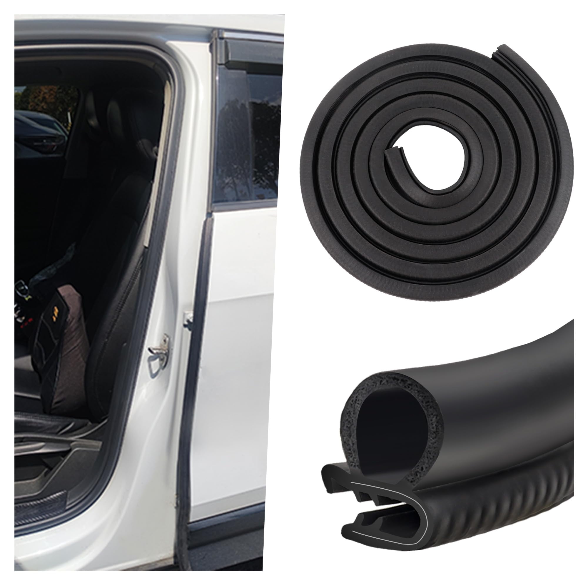 25Ft Car Door Weather IFF17 Stripping Build in Metal U-Clips,Automotive ...