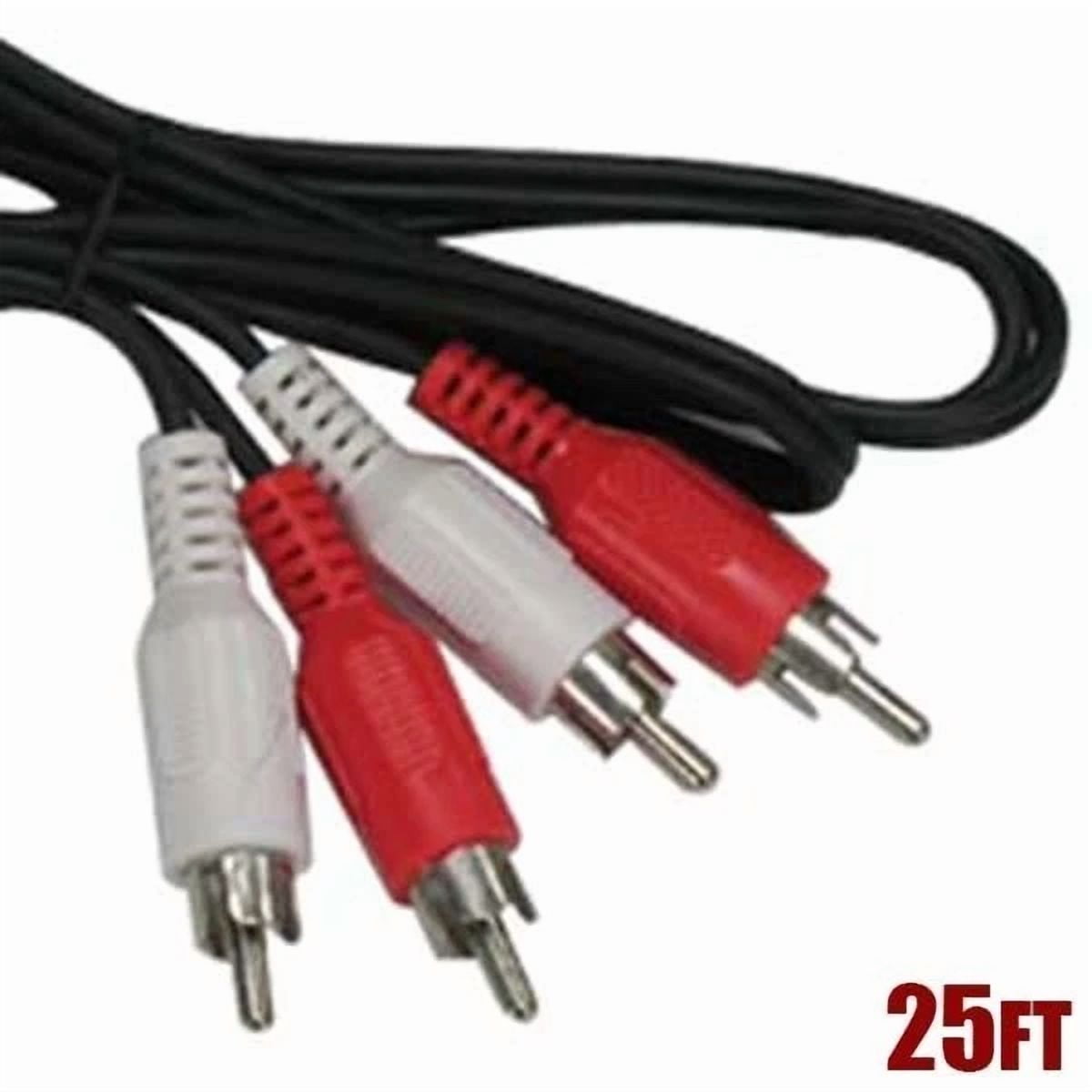 25Ft Dual Rca Male To Male Stereo Audio Cable Cord For Amplifier Nickel ...