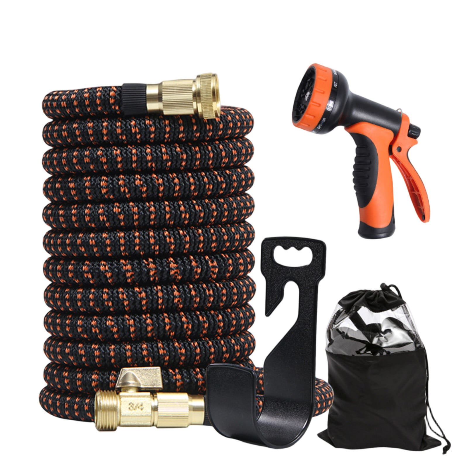 25Ft Non-Expandable Lightweight & Flexible Water Hose, With 10-Pattern Spray Nozzle, Super ...