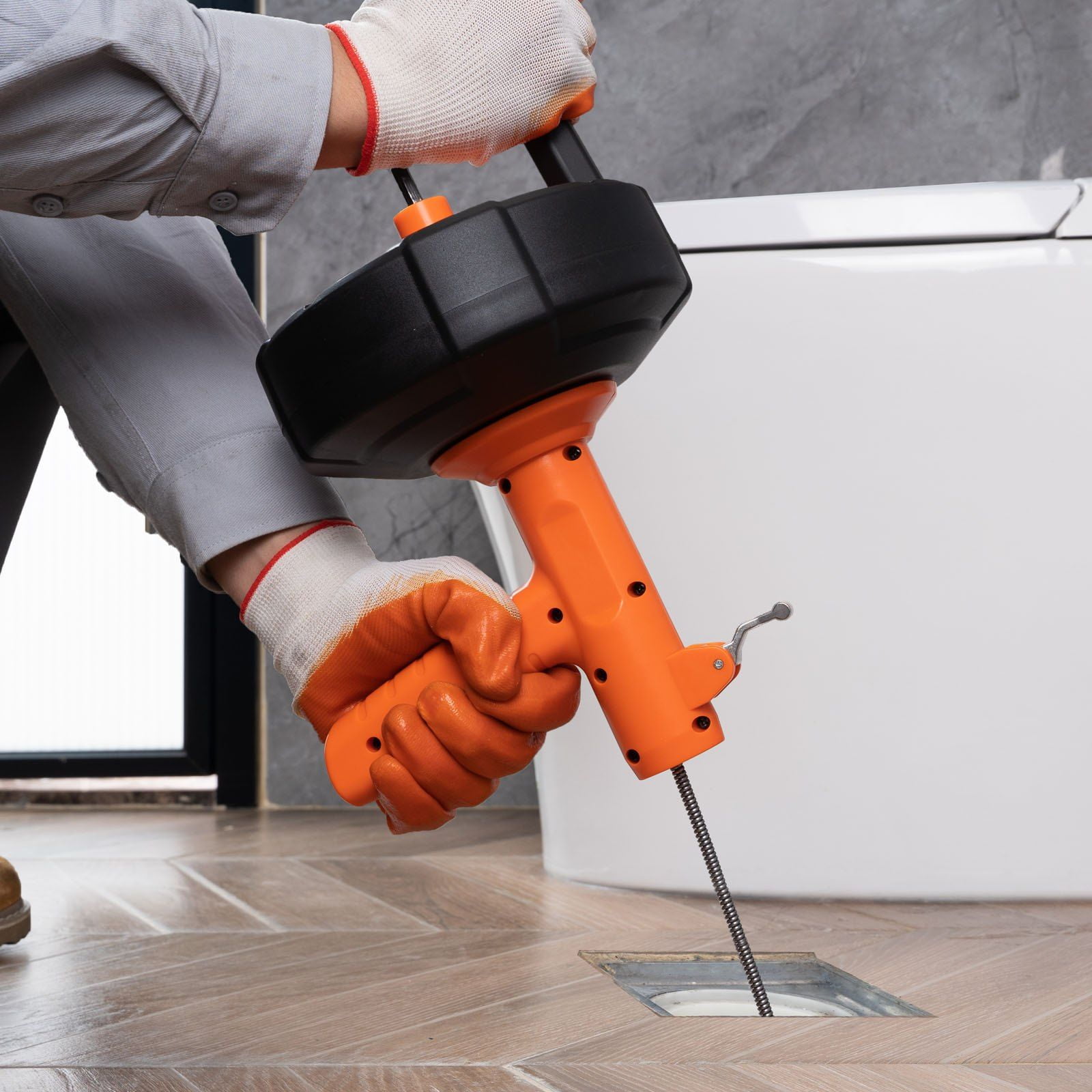 25Ft Pipe Snake Drain Cleaner - Auto Feed Plumbers Snake with Drill ...