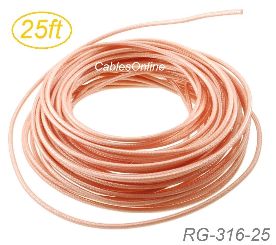 25Ft Rg316 Bulk 50 Ohm High Temperature Coax Cable, Rg-316-25 - Walmart.com