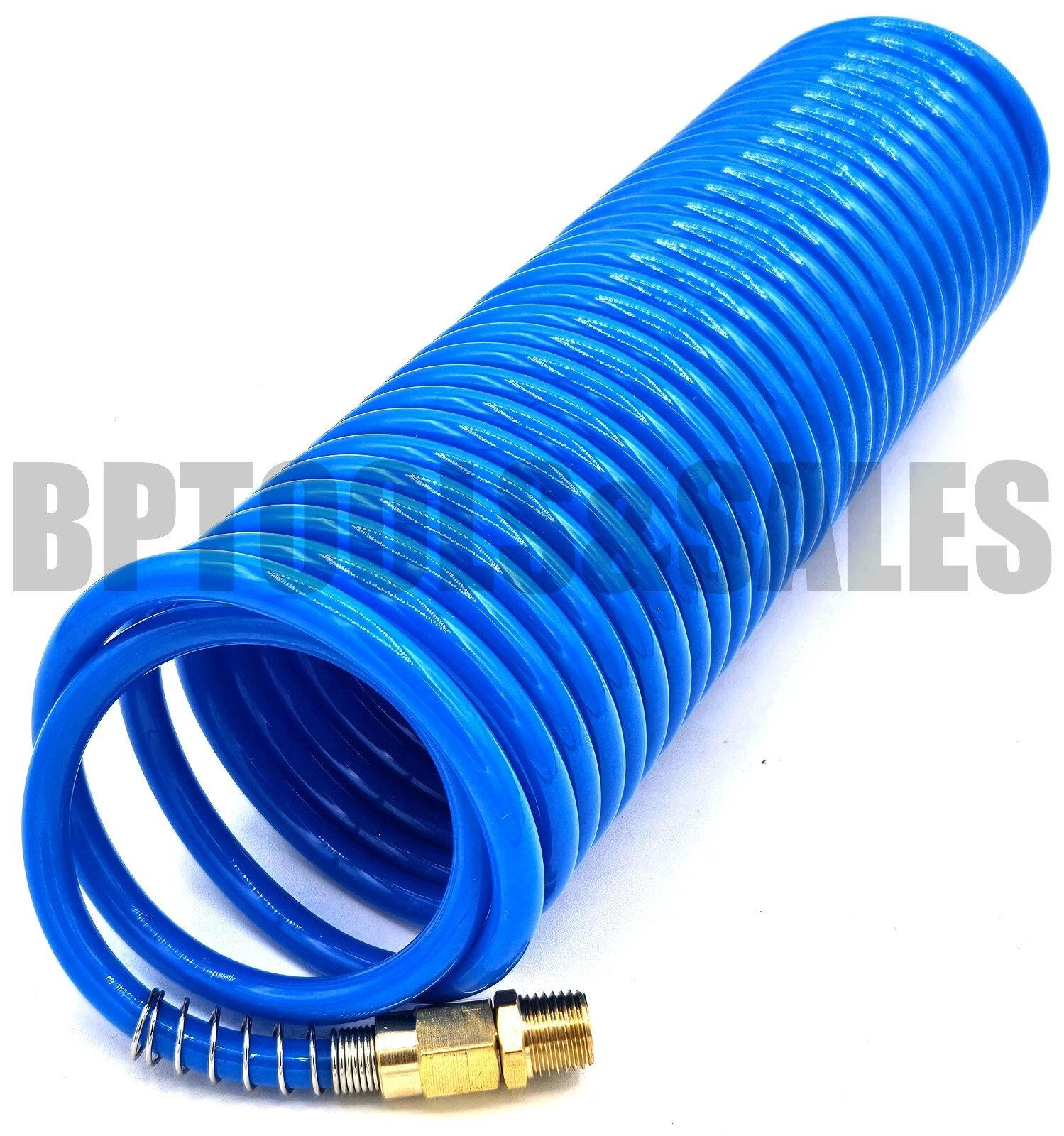 25Ft X 1/4" Polyurethane Recoil Air Hose Re Coil Springs Solid Brass ...