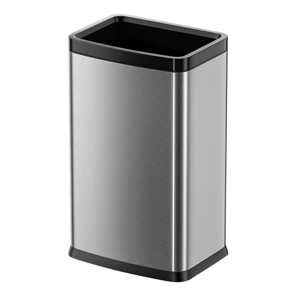 25L/6 Gallon Stainless Steel Square Trash Can, Large Kitchen Garbage ...