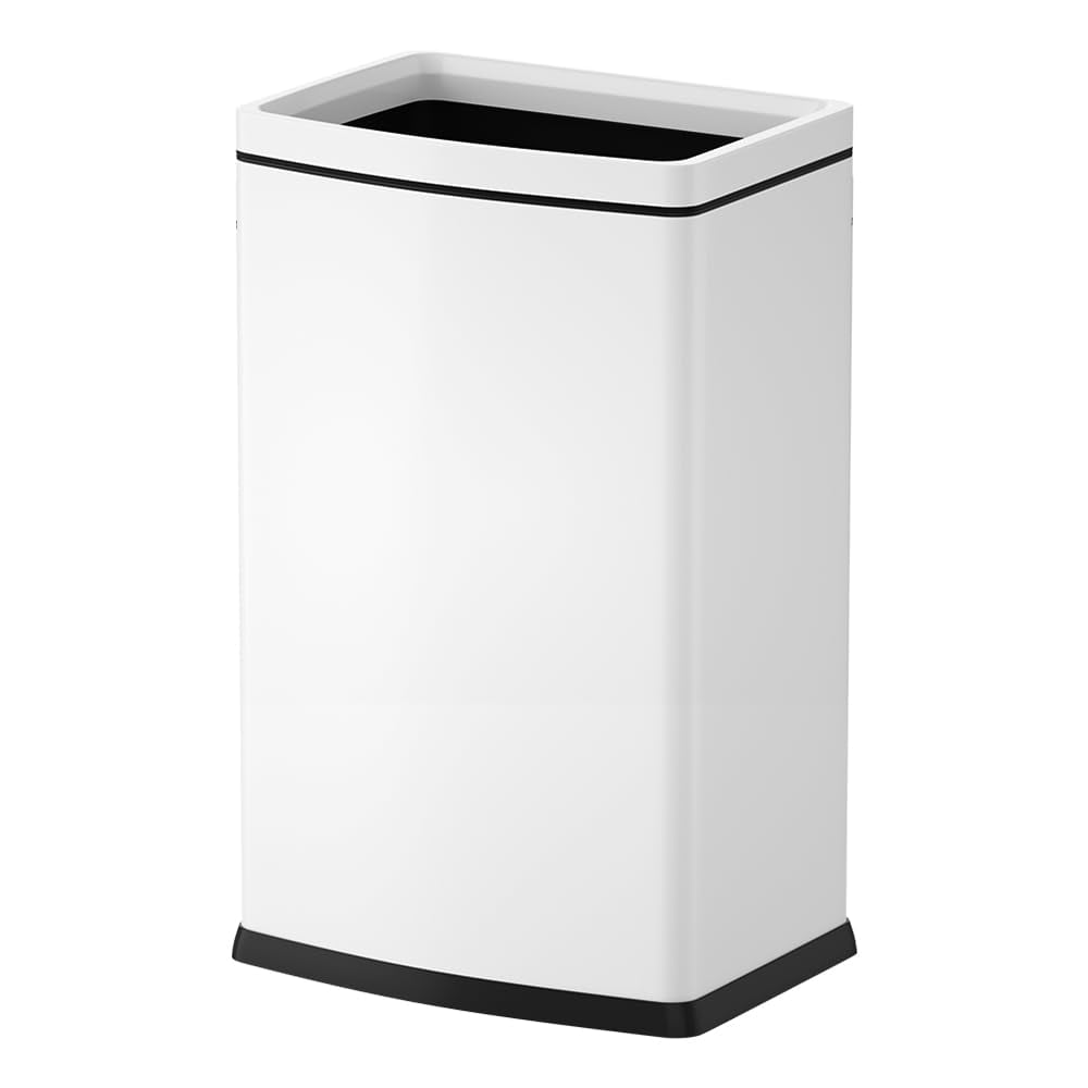25L/6Gallon Square White Stainless Steel Square Trash Can, Large ...