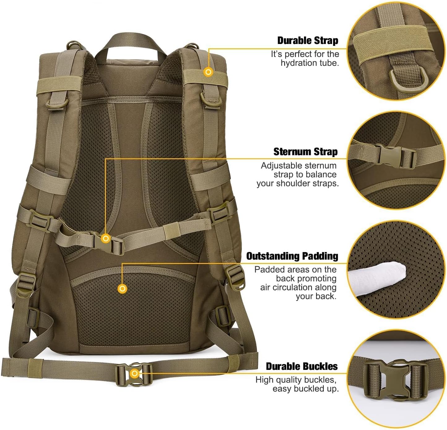 25L Backpack，Small Tactical Backpack, Hiking Backpack for Backpacking ...