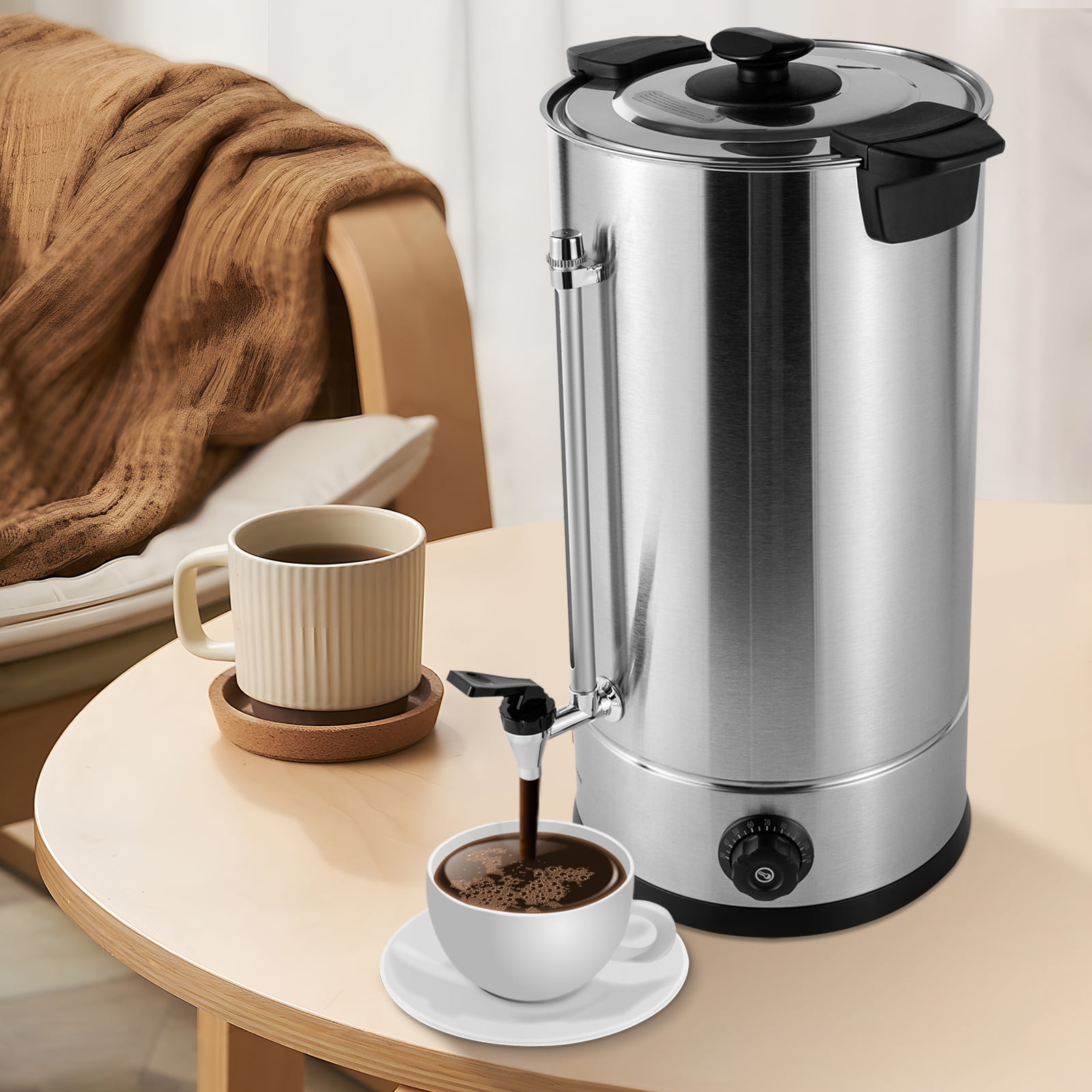 25L Coffee Urn with Adjustable Temperature, Thermostable, Dual Faucets ...