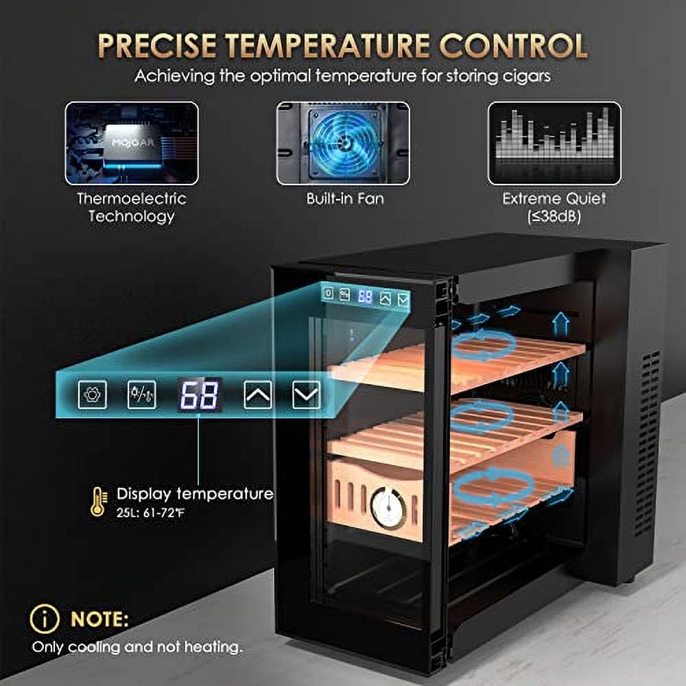 25L Electric Cigar Humidors Cooler Cabinet with Spanish Cedar Sheet ...