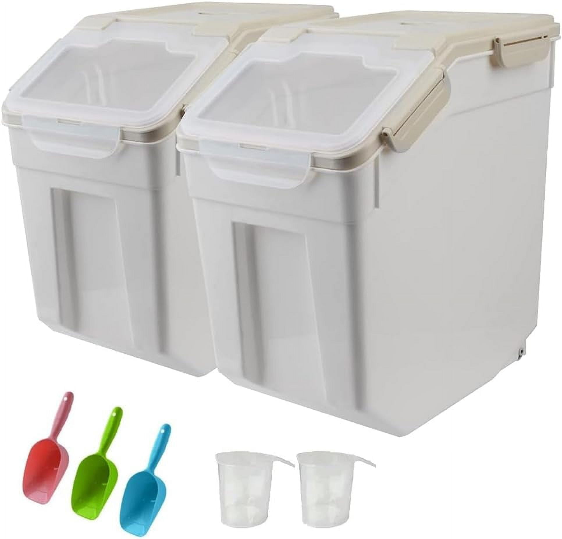 25LB Large Flour Storage Container Bin ,2 Pack Airtight Plastic with ...