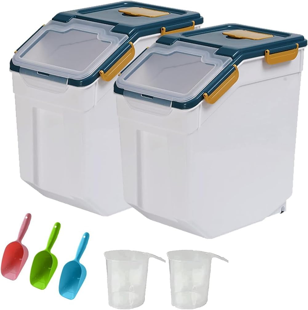 25LB Large Flour Storage Container Bin ,2 Pack Airtight Plastic with ...