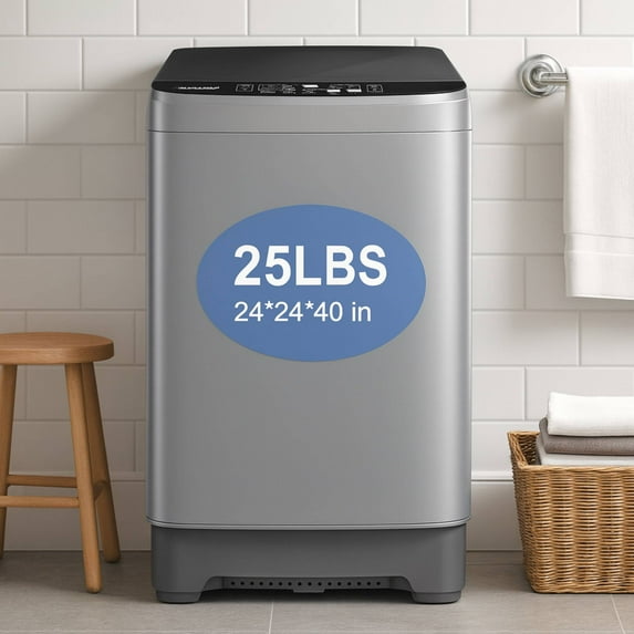 25LBS Portable Washing Machine, Full-Automatic Laundry Clothes Washer ...