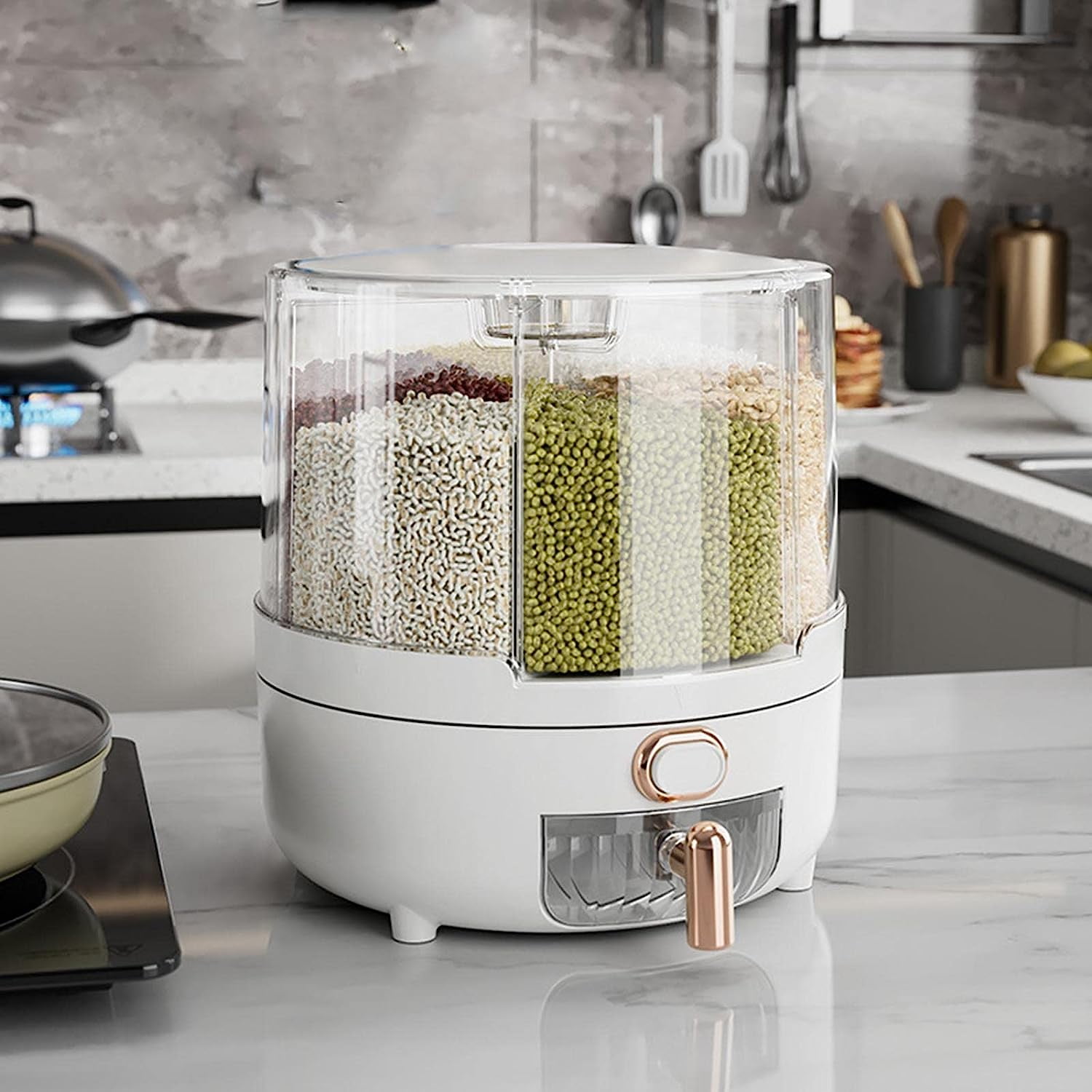 25Lbs Cereal Dispenser,360 Degree Rotating Grain Storage Dispenser Box ...