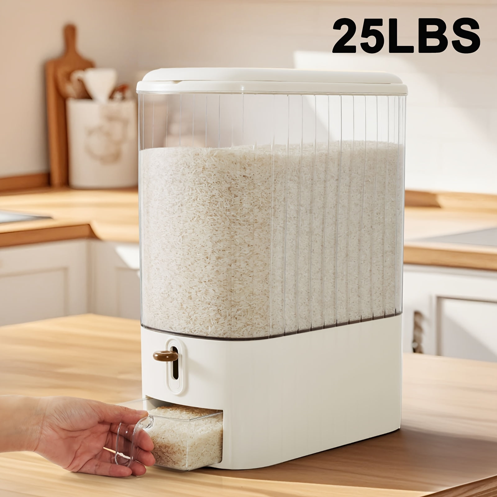 25Lbs Large Capacity Rice Dispenser | BPA-Free Plastic | Transparent ...