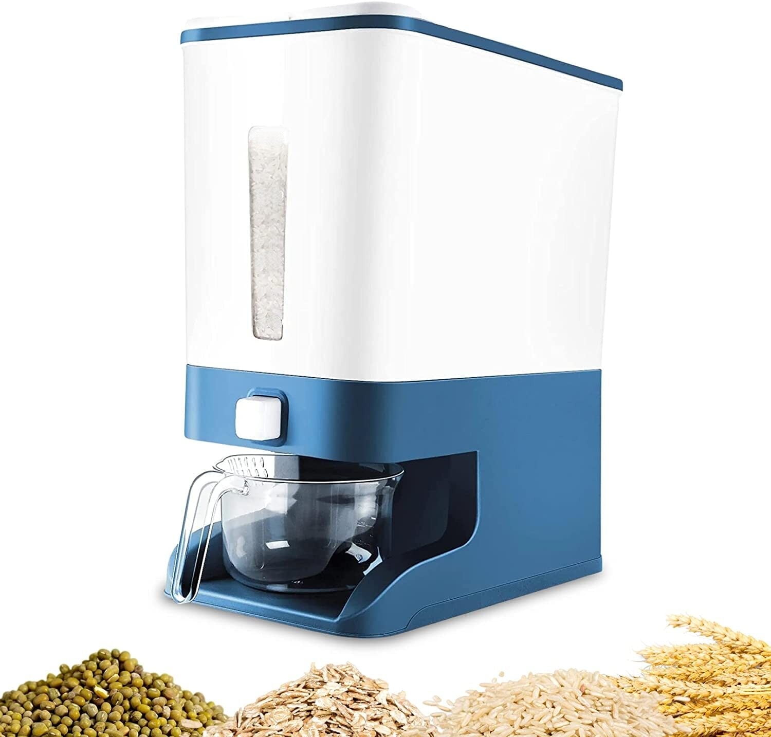 Oyajia 25Lbs Airtight Rice Dispenser, Large Grain Container with Lid ...