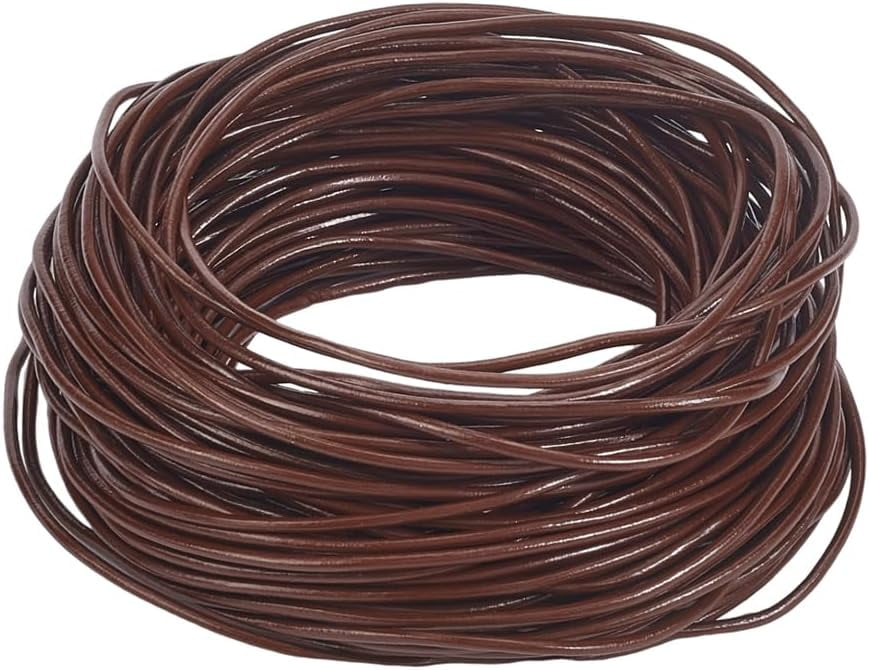 25M Cowhide Leather Cord Leather Jewelry Cord Round Saddle Brown 2mm ...