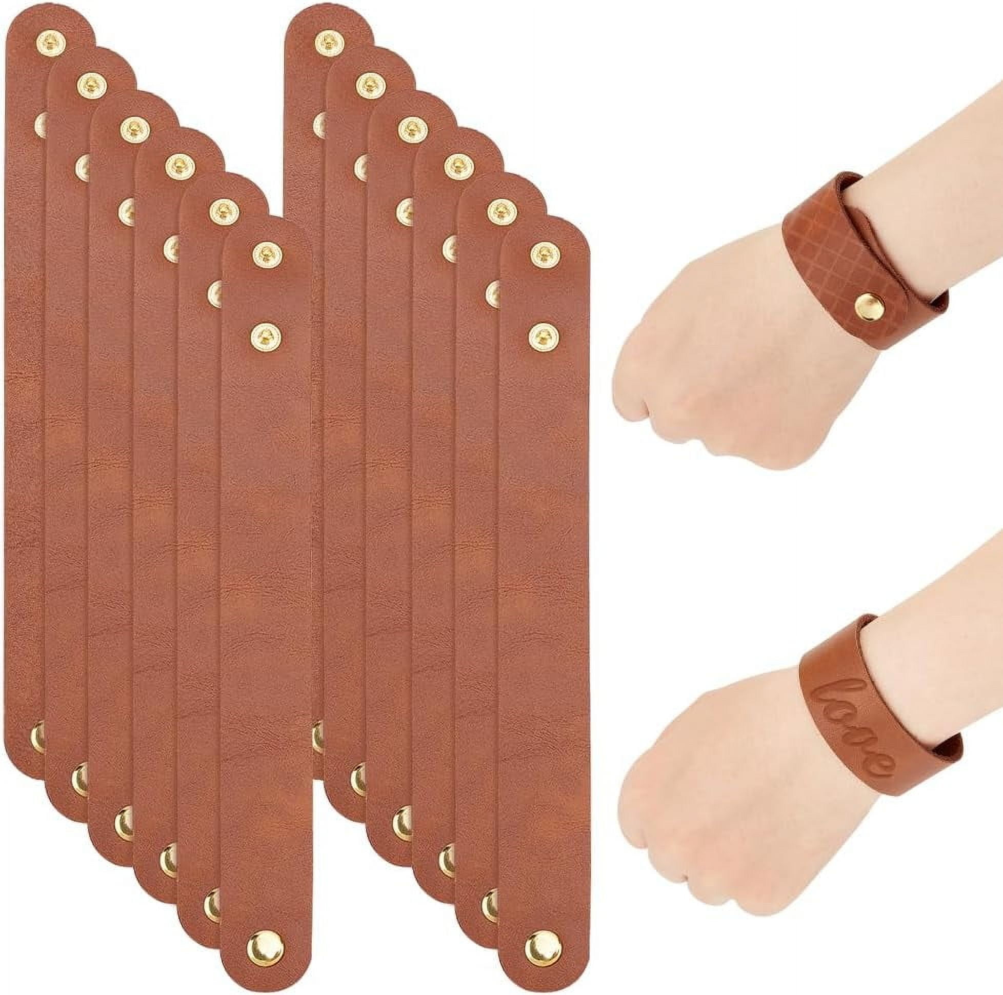 25MM Adjustable Leather Cord Bracelets with Golden Tone Iron Snap ...