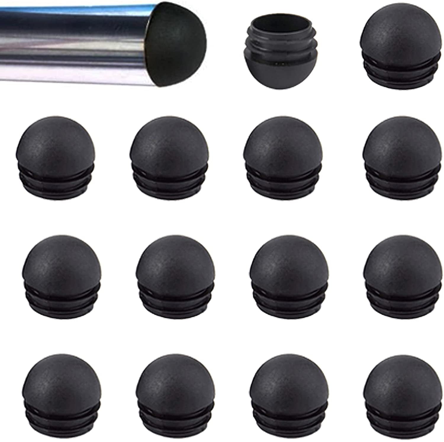 25Mm End Caps For Black Circular Chair Tubes, Ribbed Circular End Caps ...