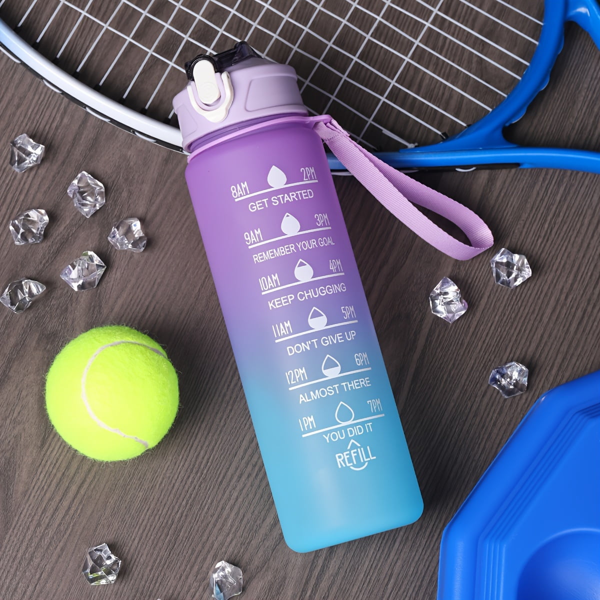 25Oz Plastic Water Bottle with Straw And Time Marker - BPA Free ...