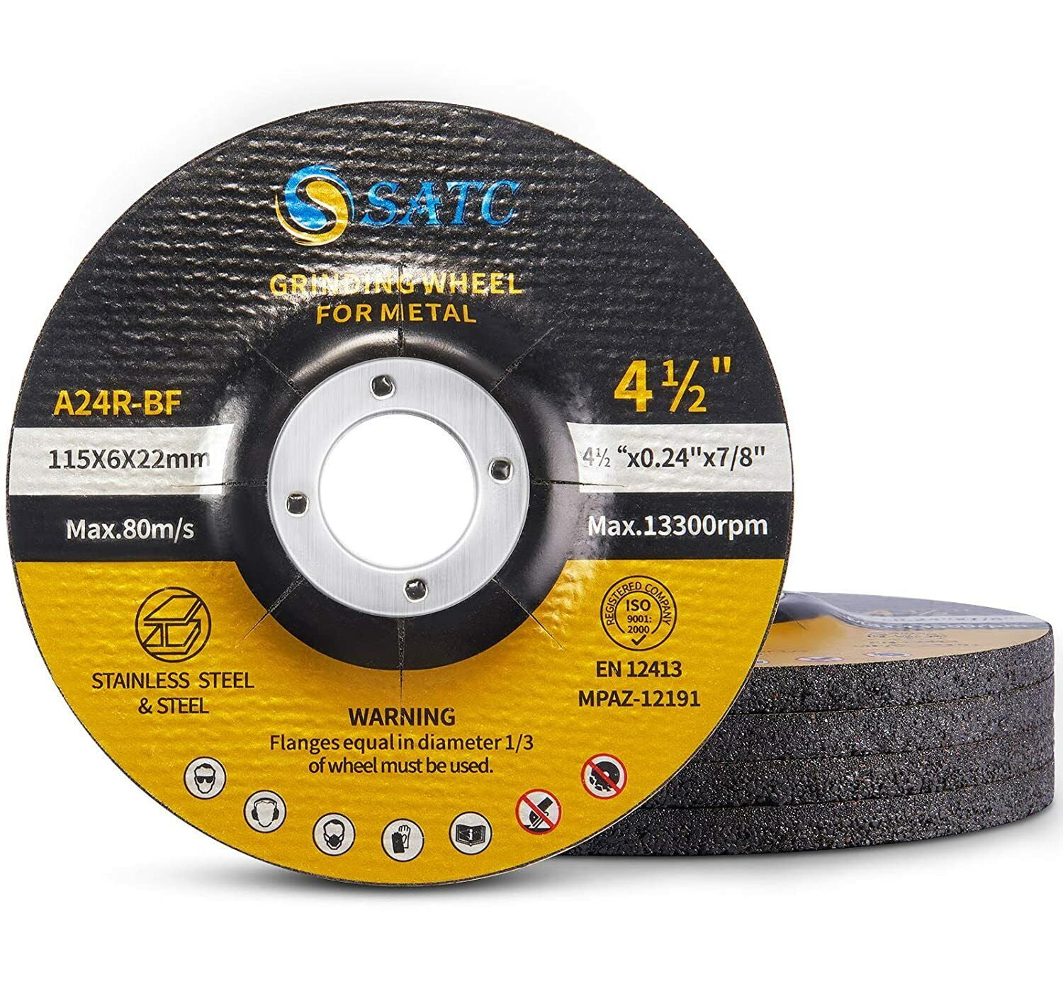 SATC 25pack 4.5 inch x1/4" x7/8" Type 27 Metal Steel Grinding Wheels ...