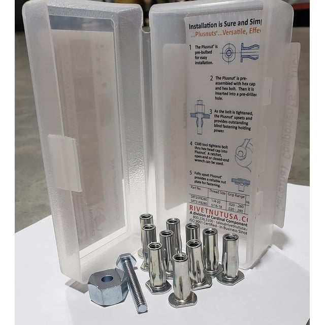 25PB280 Plusnut Installation Kit 1/4-20 Tool with Qty 10 Steel Plus ...