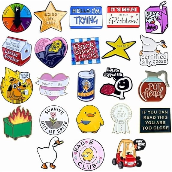 YJ Premiums, Enamel Pins, 25PC Set, Funny Sarcastic Quirky Designs ...