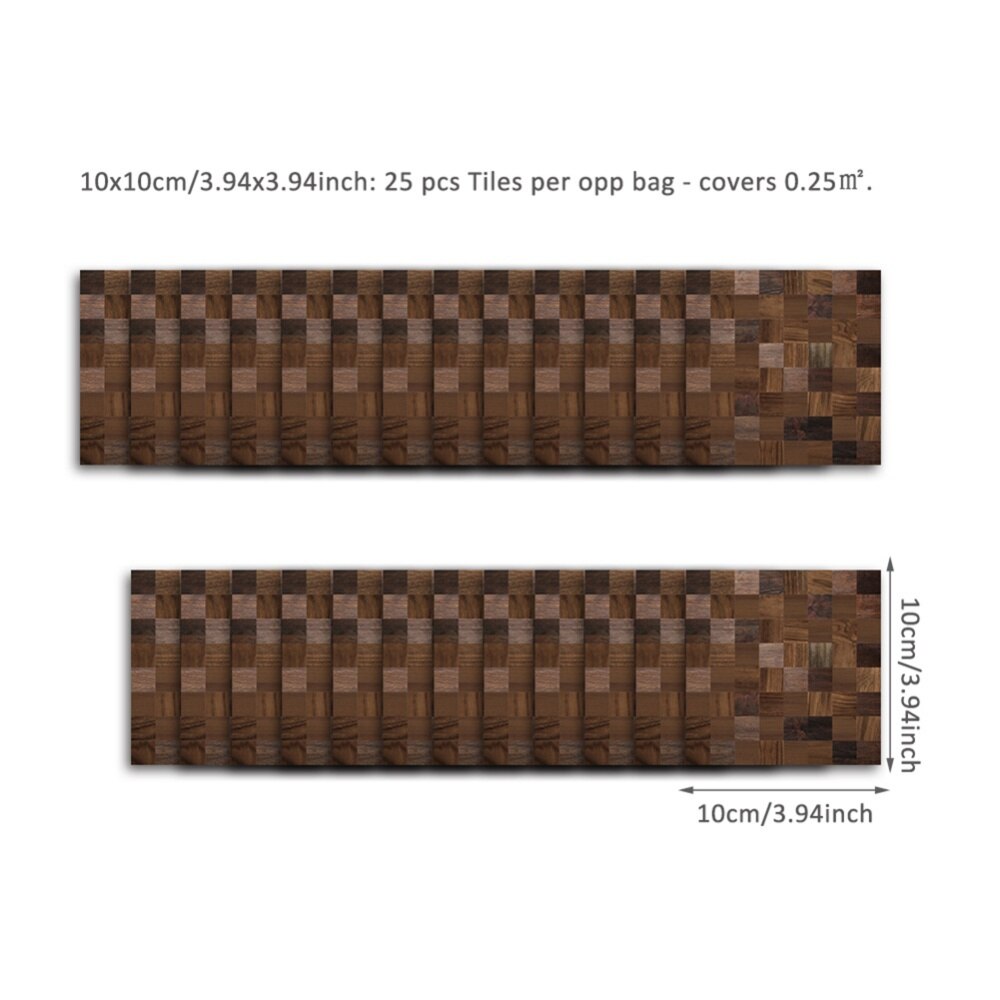 25PC Square Walnut Wood Grain Wall Stickers-Wood Grain Pattern Tile ...