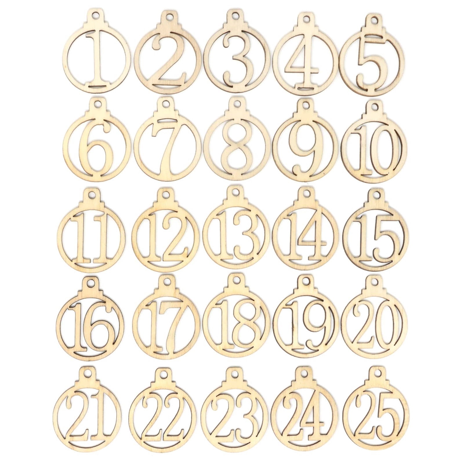 25PCS 1-25 Wooden Numbers Ornaments, Unfinished Number Wood Pieces Wood ...