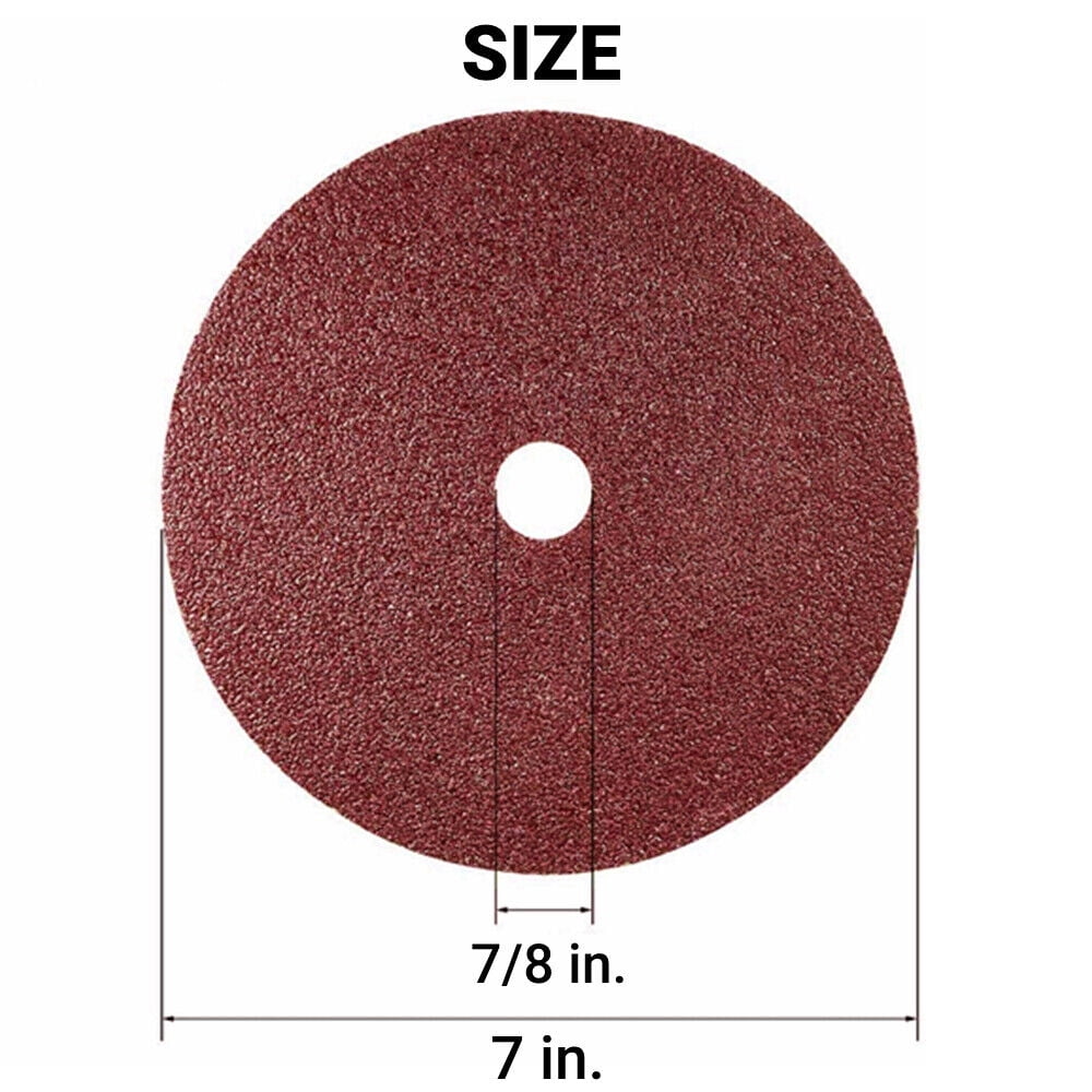 25PCS 7"x7/8" Calcined A/O Resin Fiber Sanding Grinding Disc 24 Grit ...