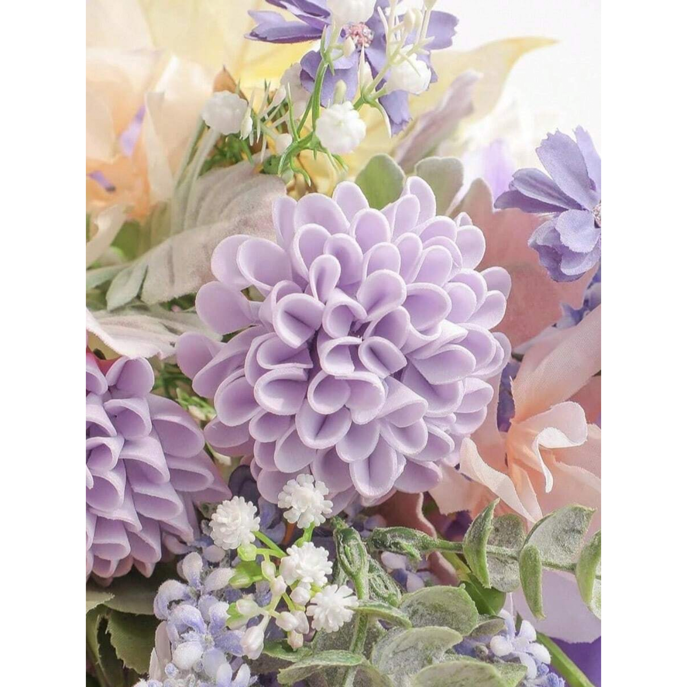 25PCS Artificial Dahlia Flowers Real Looking Lilac Foam Fake Roses With ...