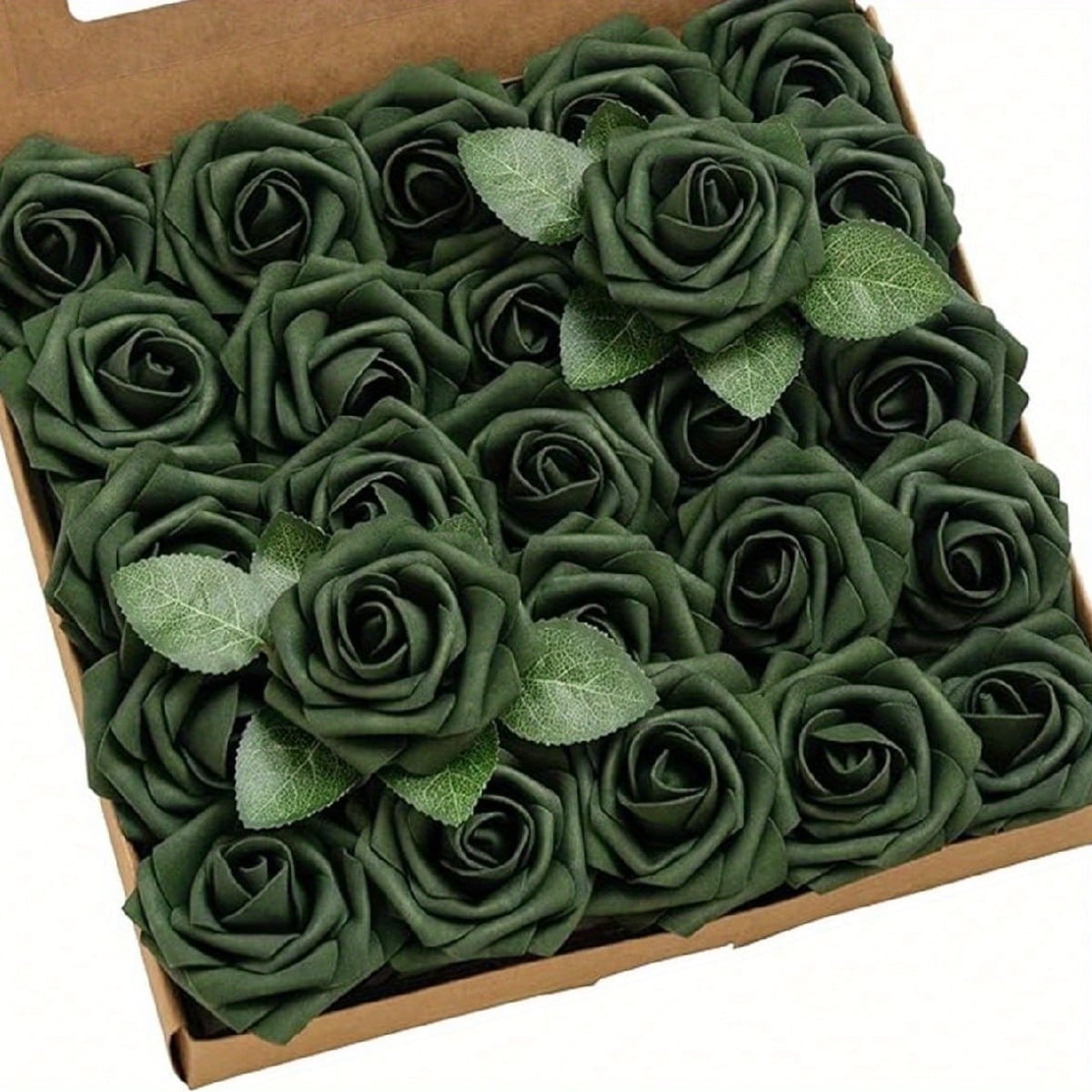 25PCS Artificial Flowers Green Flowers with Stems, Green Roses Suitable ...