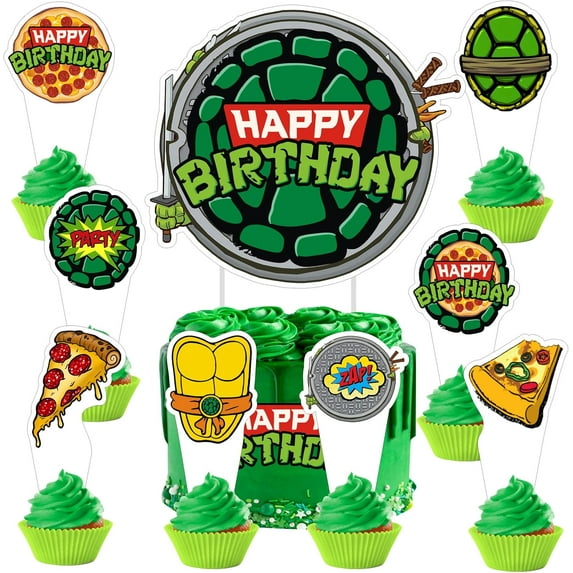 25PCS Cartoon Turtle Cake Toppers Cupcake Toppers Cake Decorations ...