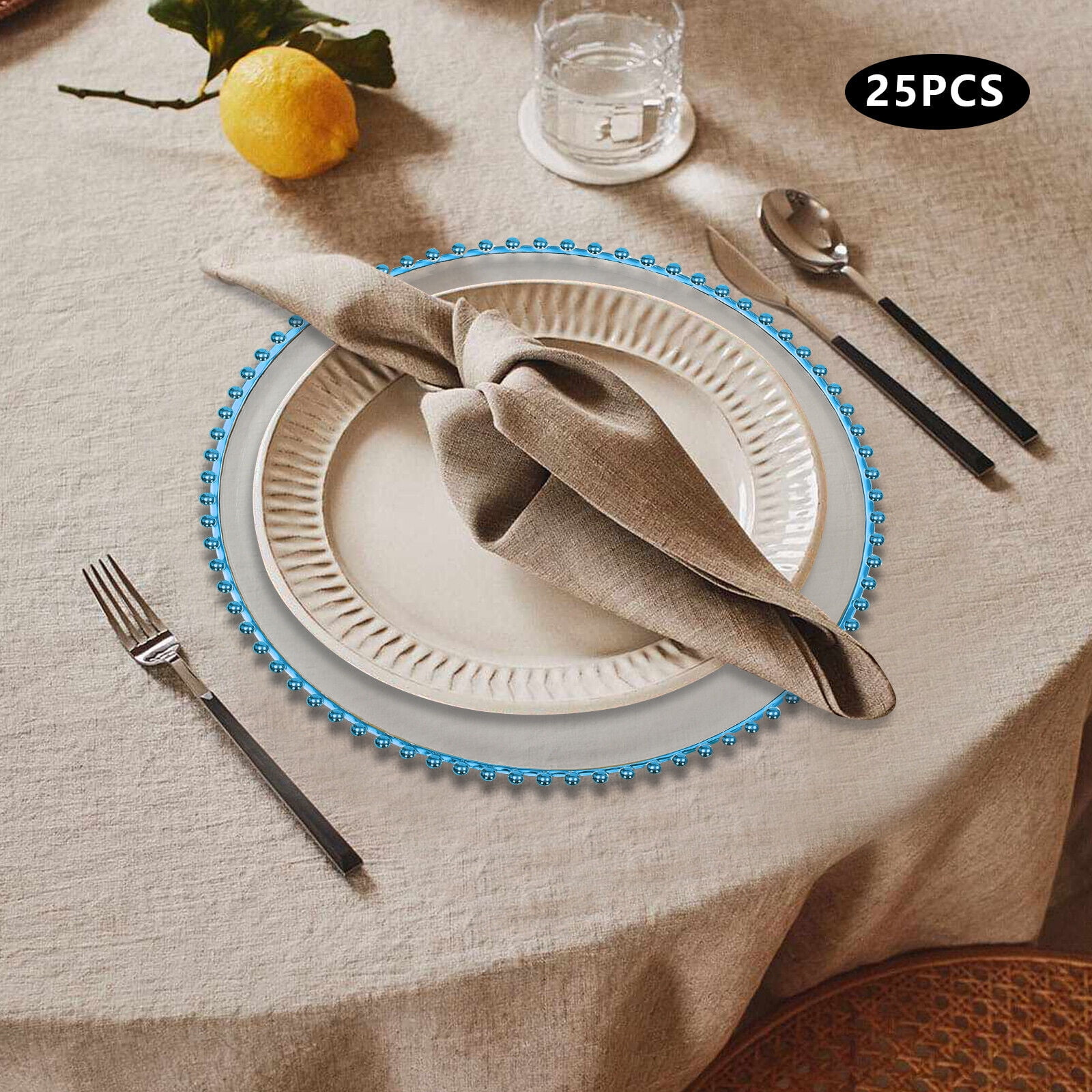 25PCS Clear Charger Plates, Table Charger Plates, Dinner Charger Plates ...
