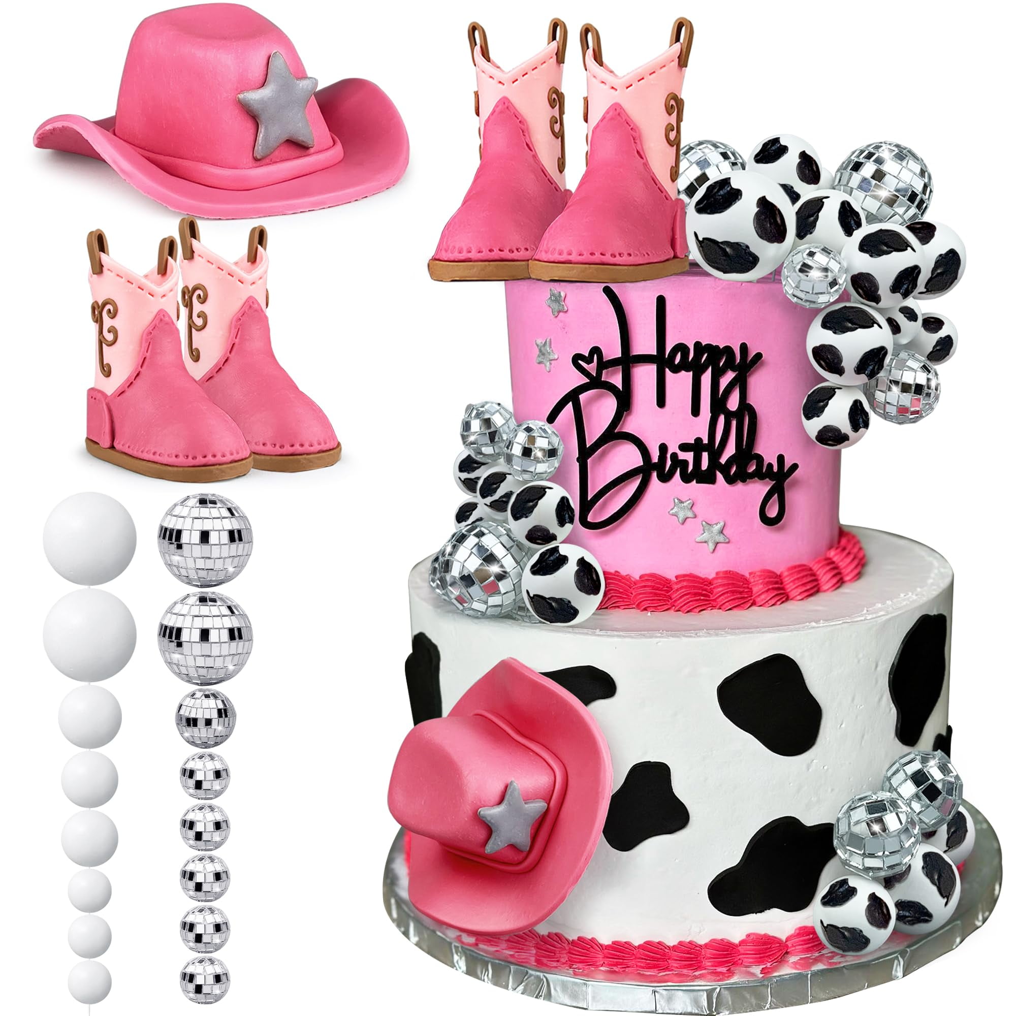 25PCS Cowgirl Cake AJH3 Decorations Cowgirl Hat and Boot Cake Toppers ...