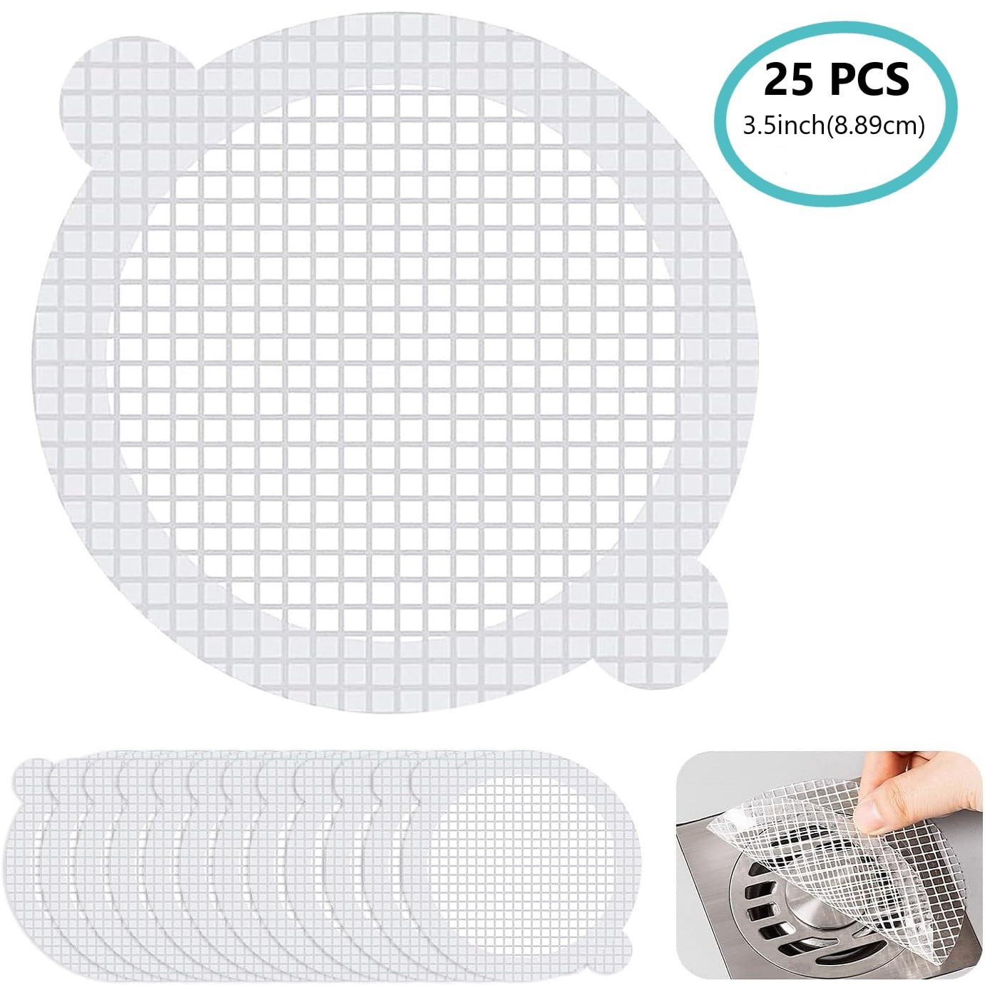 25PCS Disposable Drain Covers - Hair Catcher Mesh Sticker Strainers for ...