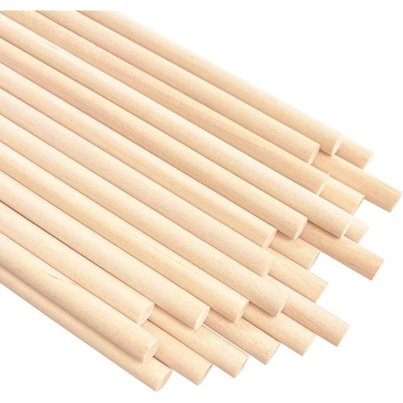 25PCS Dowel Rods Wood Sticks Wooden Dowel Rods - 1/4 x 12 Inch Precut ...