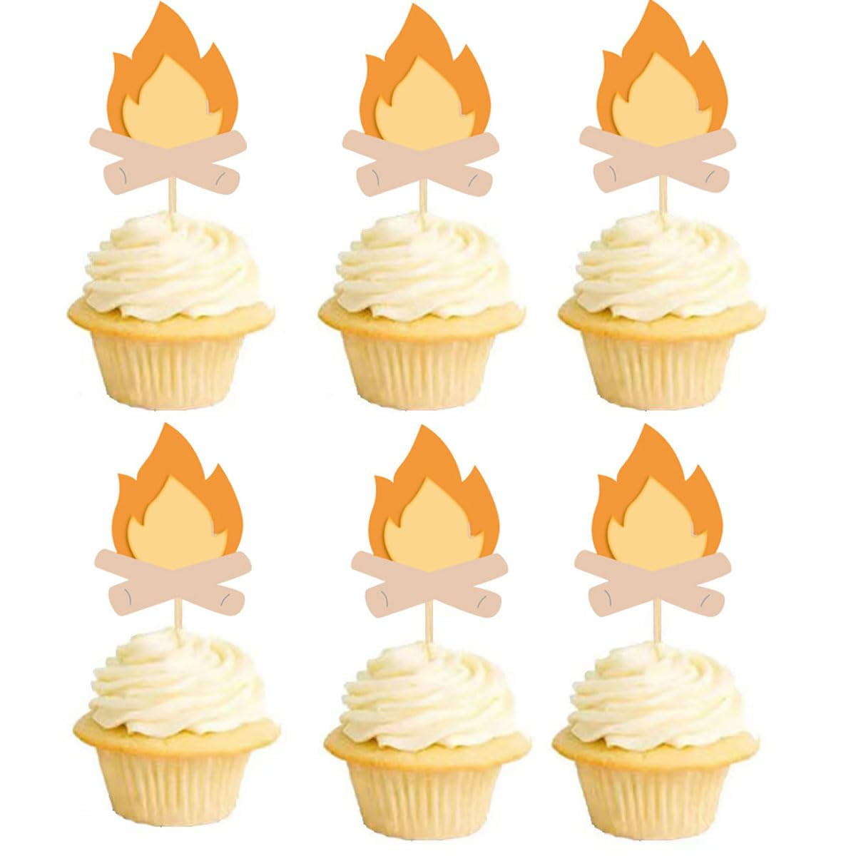 25PCS Fire Cupcake Toppers, Fire Cake Topper Fire Pick Flame Cake ...