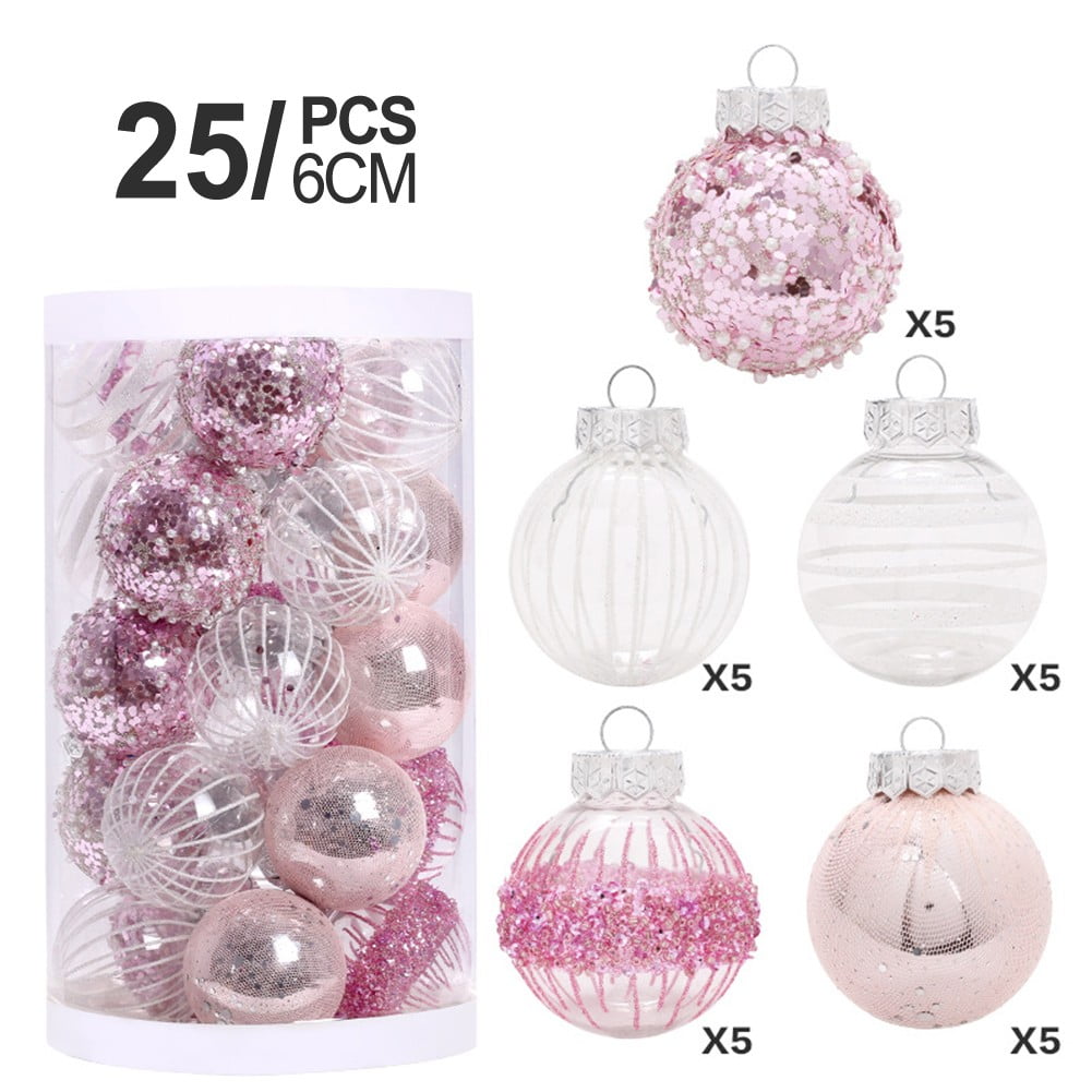 25PCS Glitter Christmas Ball Ornaments for Tree Decorations, Holiday ...