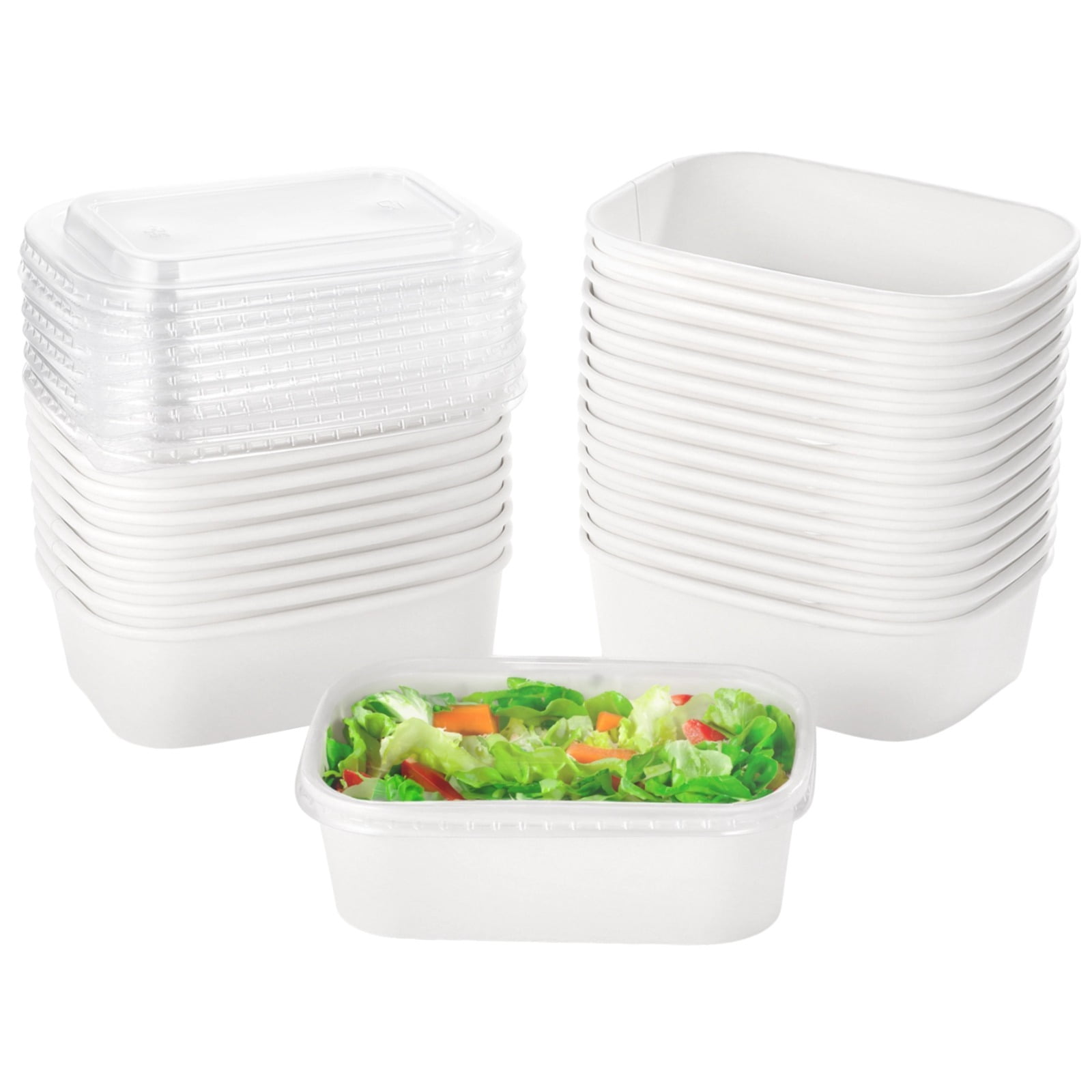25PCS Kraft Paper Bowls, 22oz Disposable Food Containers with Clear ...