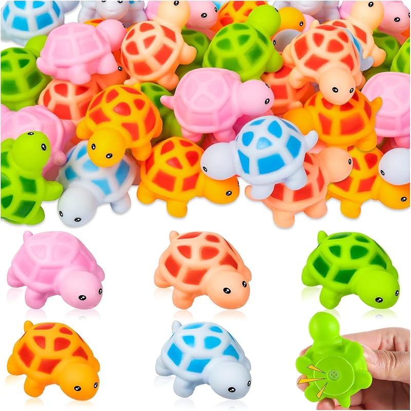 25PCS Mini Rubber Turtle Green Floating Squeaky Sea Turtle Bath Toy ...