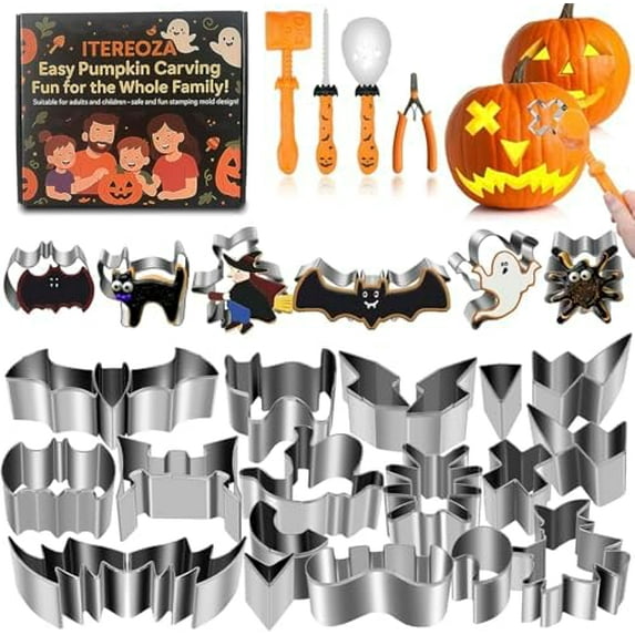 25PCS Pumpkin Carving Kit: Stainless steel (safe for kids; Halloween ...
