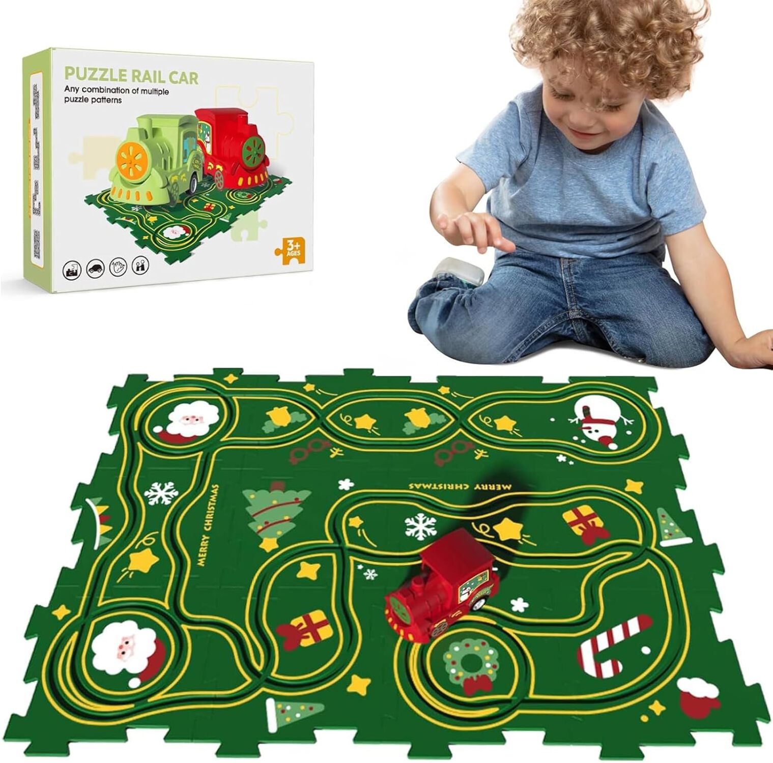 25PCS Puzzle Racer Kids Car Track Set, Land Series Jigsaw Puzzle Racer ...